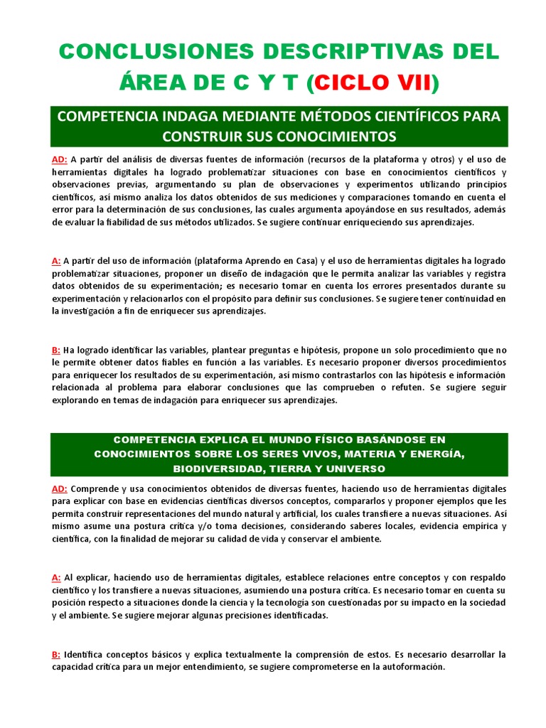 Conclusiones Descriptivas Cyt | PDF