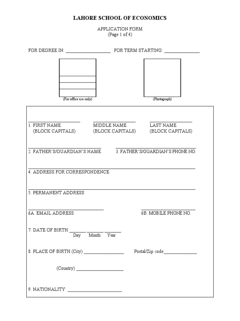 Admission Application Form | PDF | Bachelor's Degree | Academic Degree