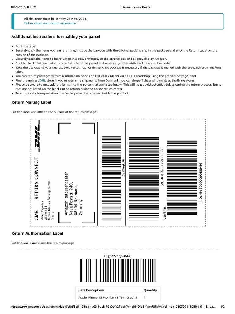 Online Return Center 1 | PDF