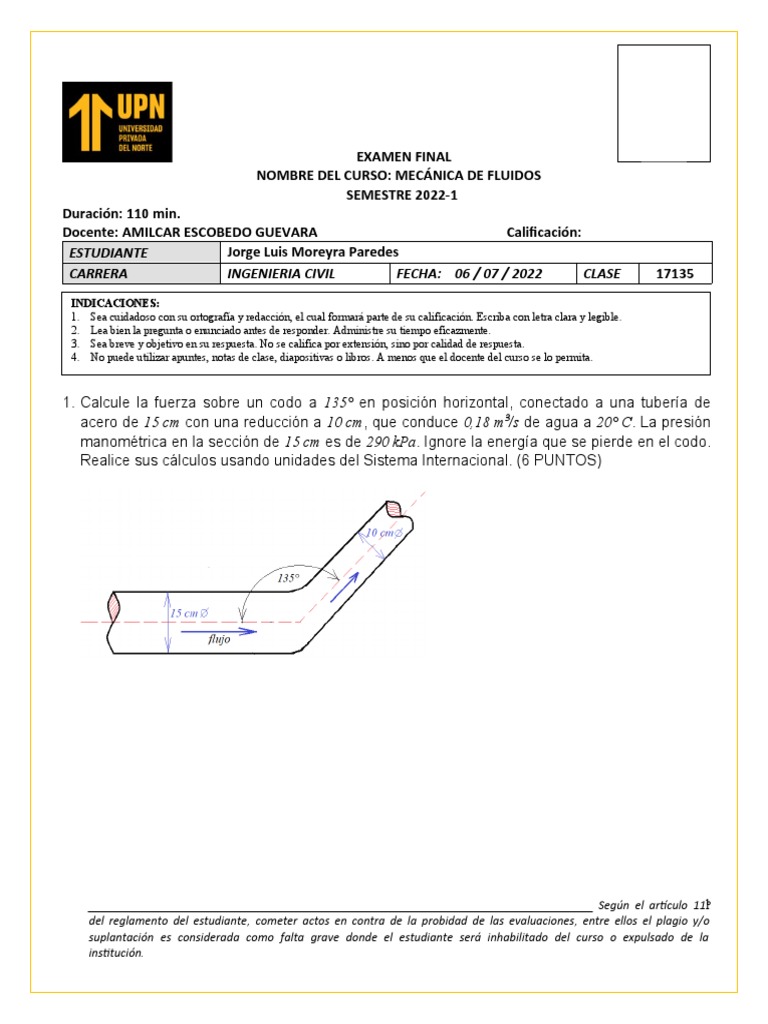 Examen Final 2022-1 | PDF | Prueba (evaluación)