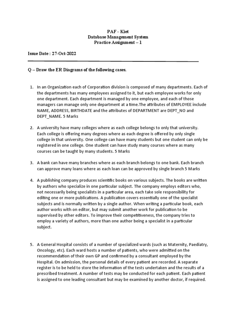 ER Diagrams for Organization, University, Bank, Publishing Company ...