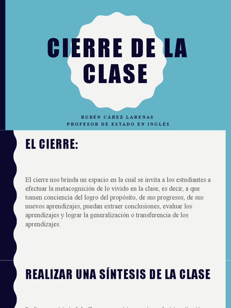 Cierre de La Clase | PDF | Aprendizaje | Evaluación