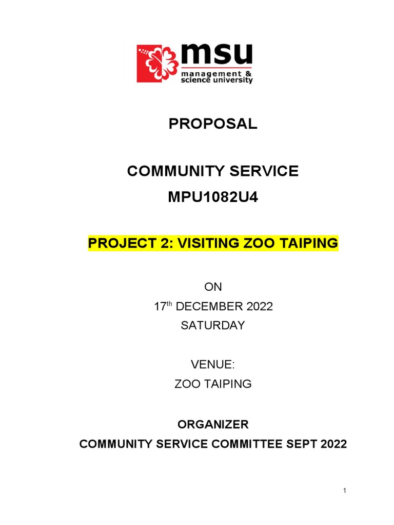 Proposal Visiting Zoo Taiping | PDF