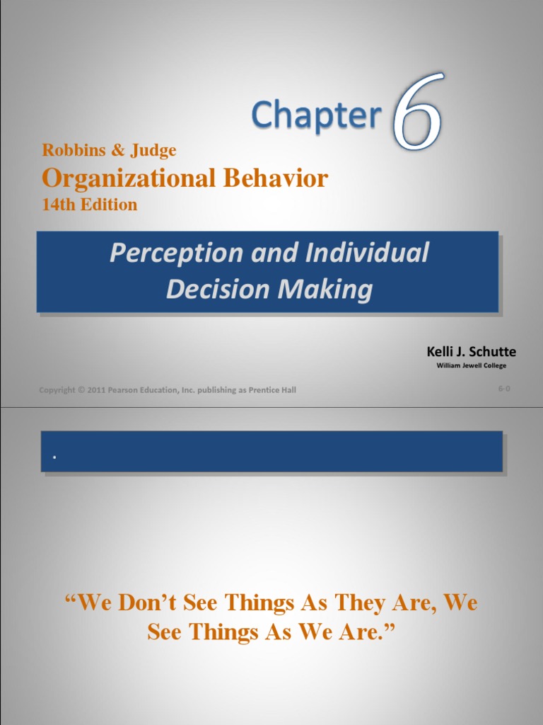 Robins-Ch6-Perception & Individual Decision Making-1 | PDF | Decision Making | Perception