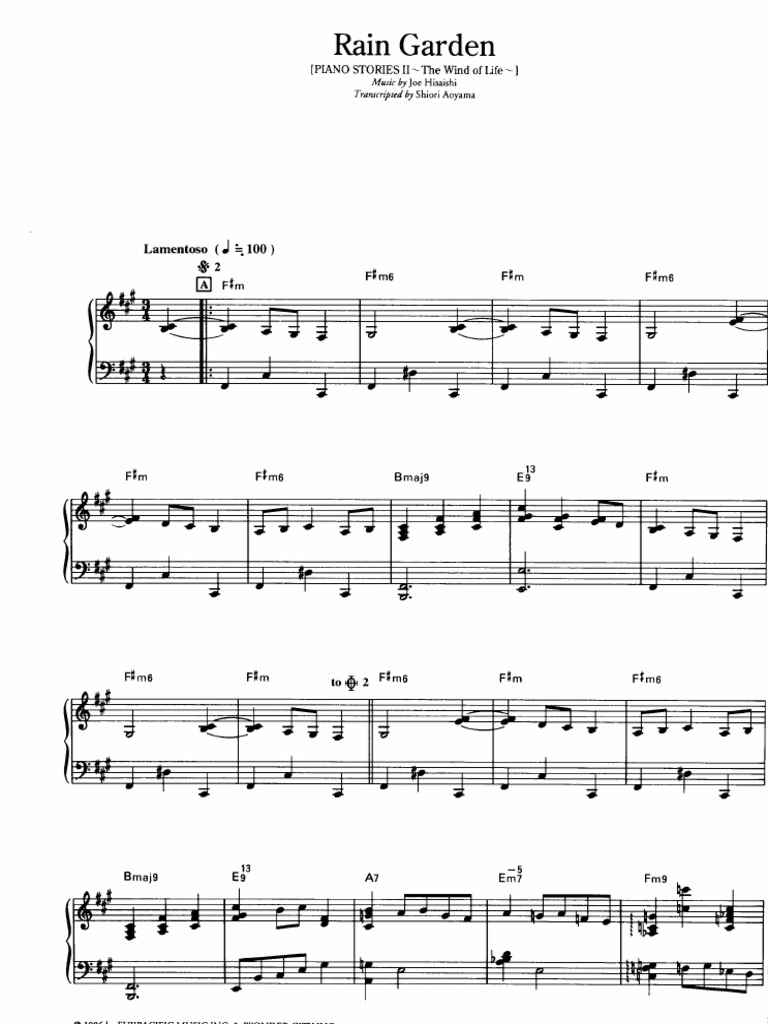 Joe Hisaishi Rain Garden | PDF