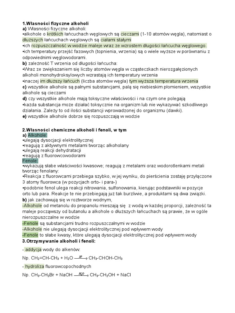 Chemia Alkohole I Fenole | PDF