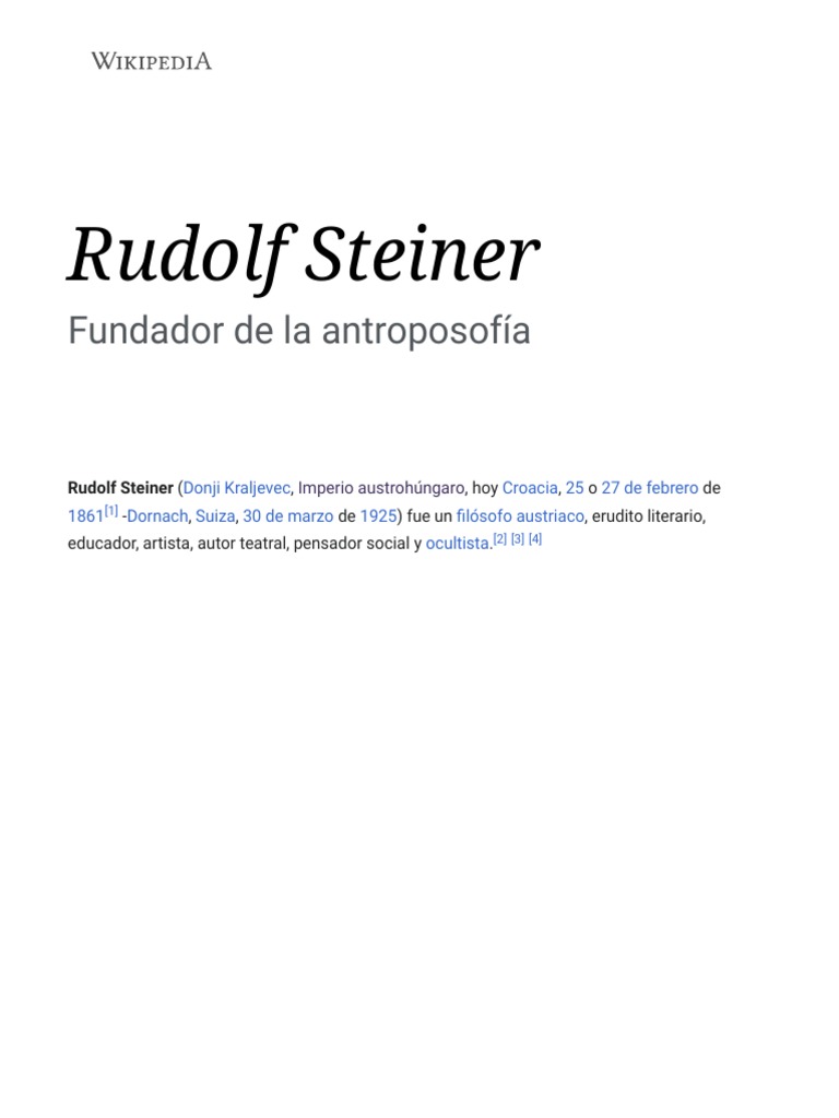Rudolf Steiner: Fundador de la Antroposofía | PDF | Rudolf Steiner ...