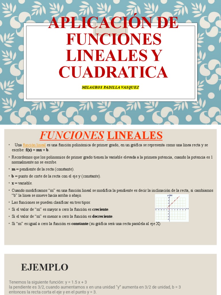 Aplicación de Funciones Lineales y Cuadratica (Matematica Aplicada) | PDF