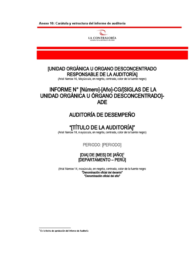 Anexo 10 - Carátula y Estructura Del Informe de Auditoría | PDF
