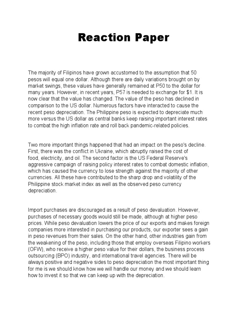 Reaction Paper AxelFabayosSC1469 | PDF