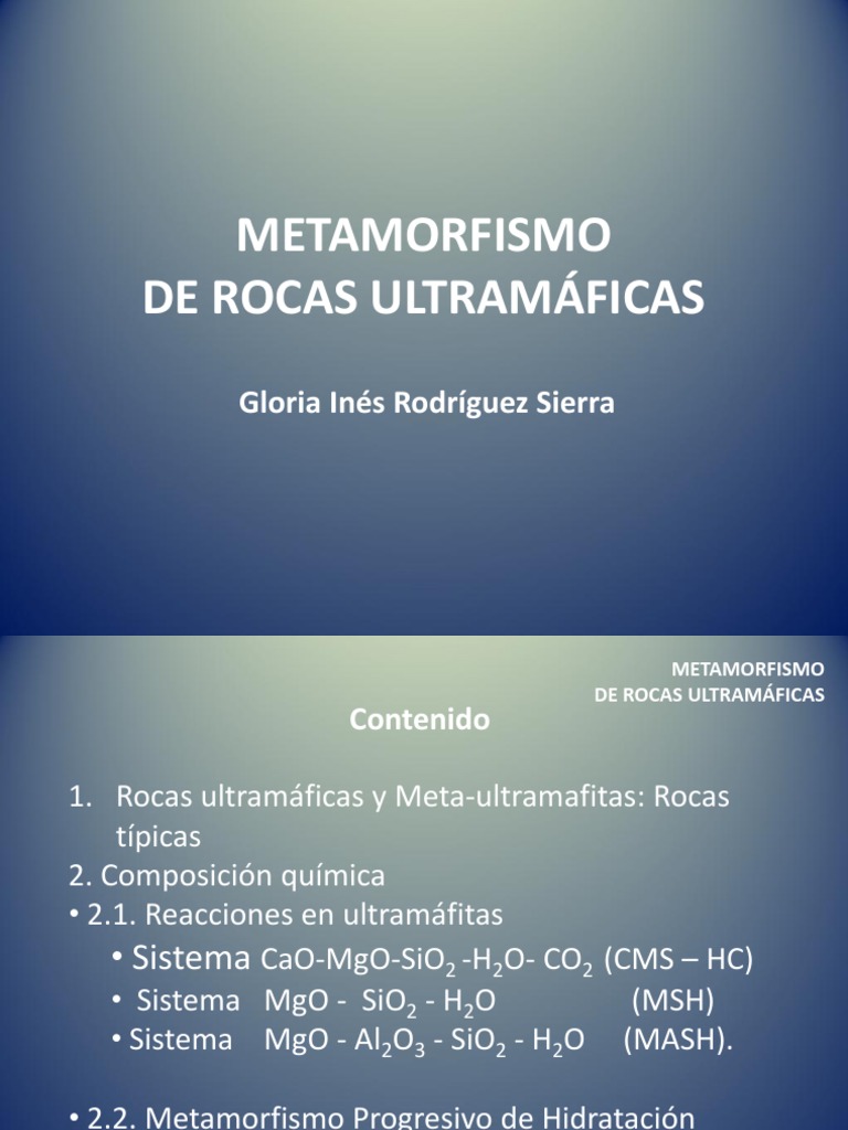 Metamorfismo de Rocas Ultramáficas | PDF | Roca (geología) | Magma