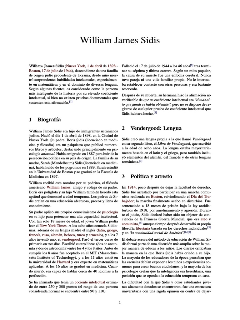 William James Sidis | PDF | Ciencia cognitiva