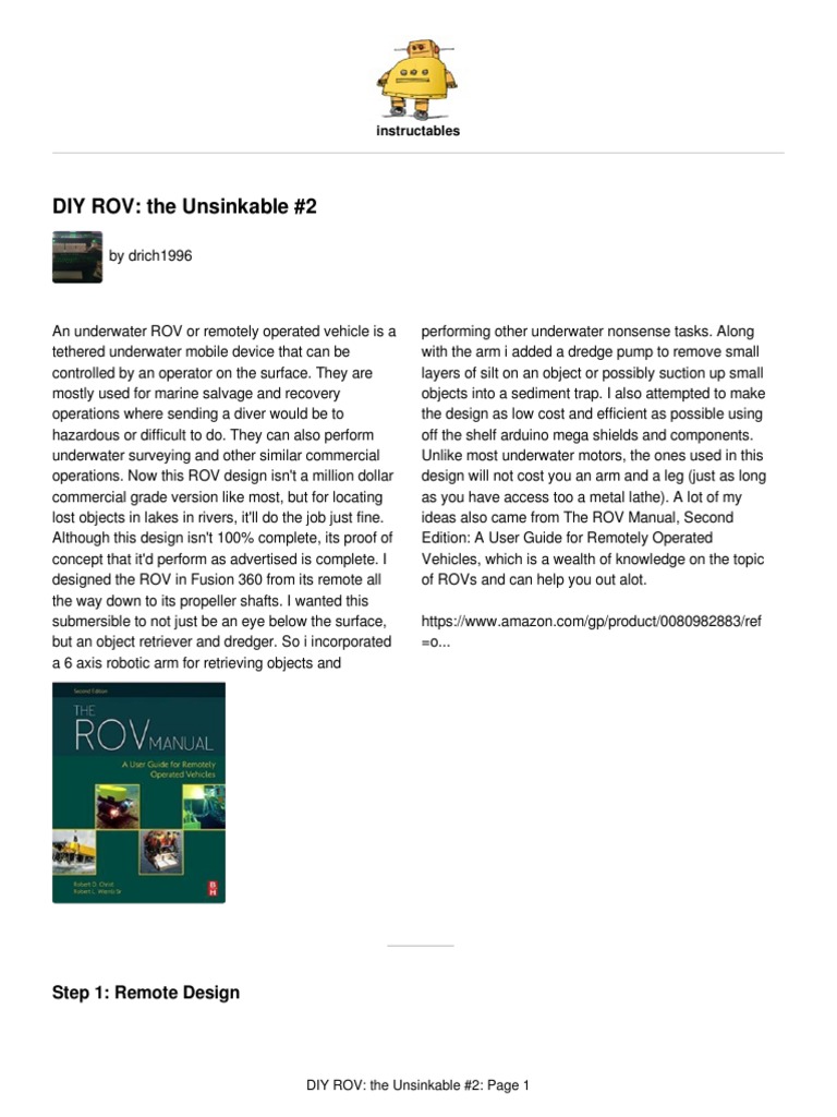 DIY ROV The Unsinkable 2 | PDF | Equipment | Manufactured Goods