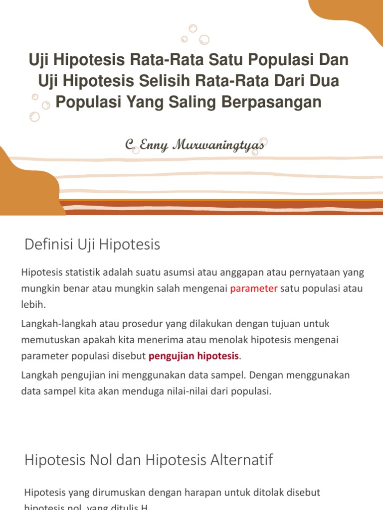 Uji Hipotesis Rata-Rata 1 Populasi Dan 2 Populasi Data Berpasangan | PDF