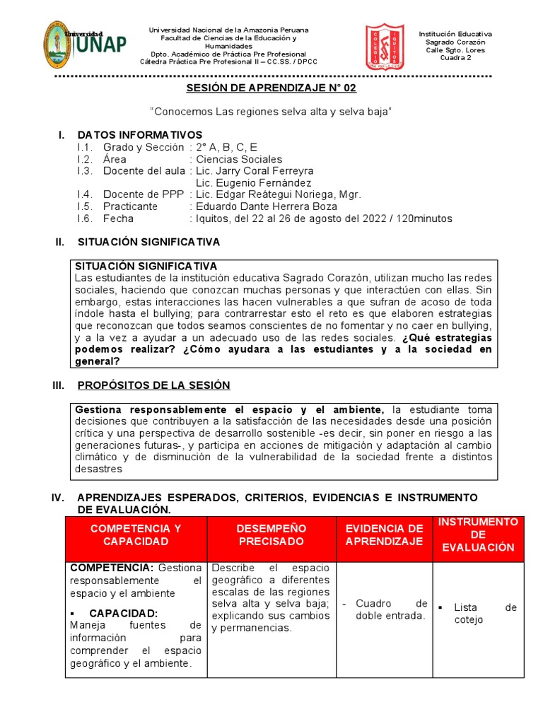 Sesion 02 de Las Regiones Selva Alta y Baja | PDF