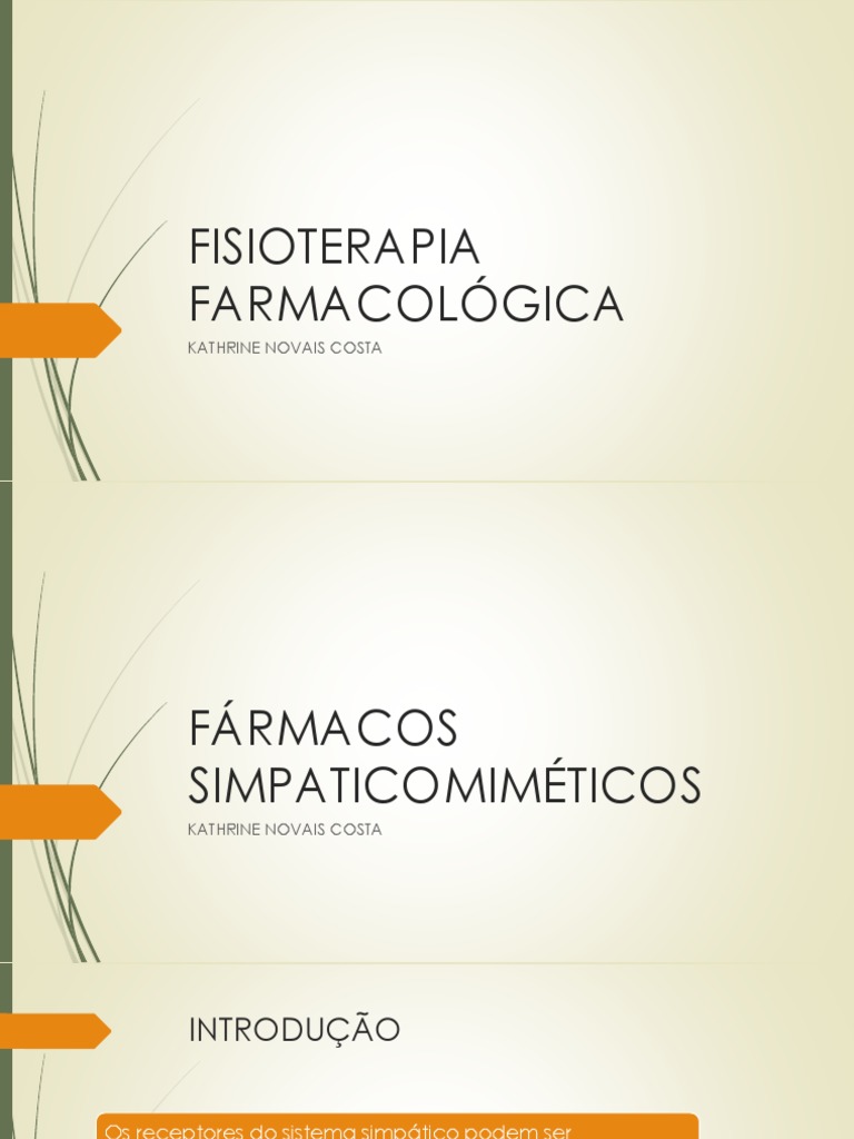 Fármacos Simpatomiméticos e Simpatolíticos | PDF | Dopamina | Fisiologia