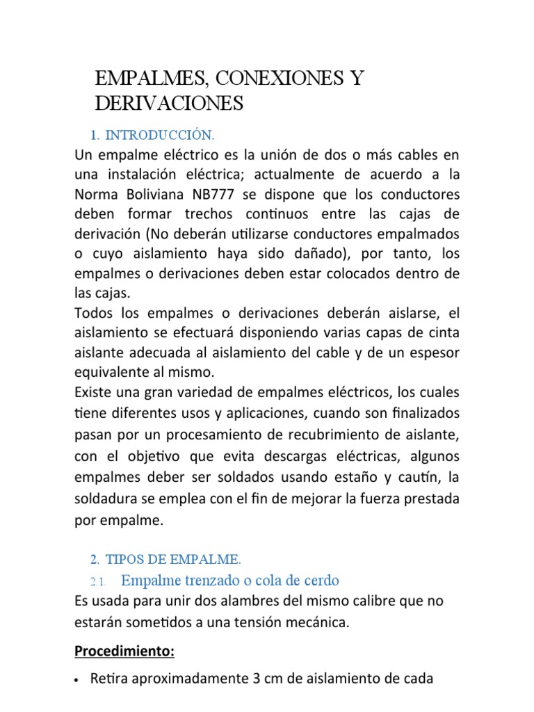 Unidad 4 Empalmes | PDF | Aislador (Electricidad) | Electromagnetismo