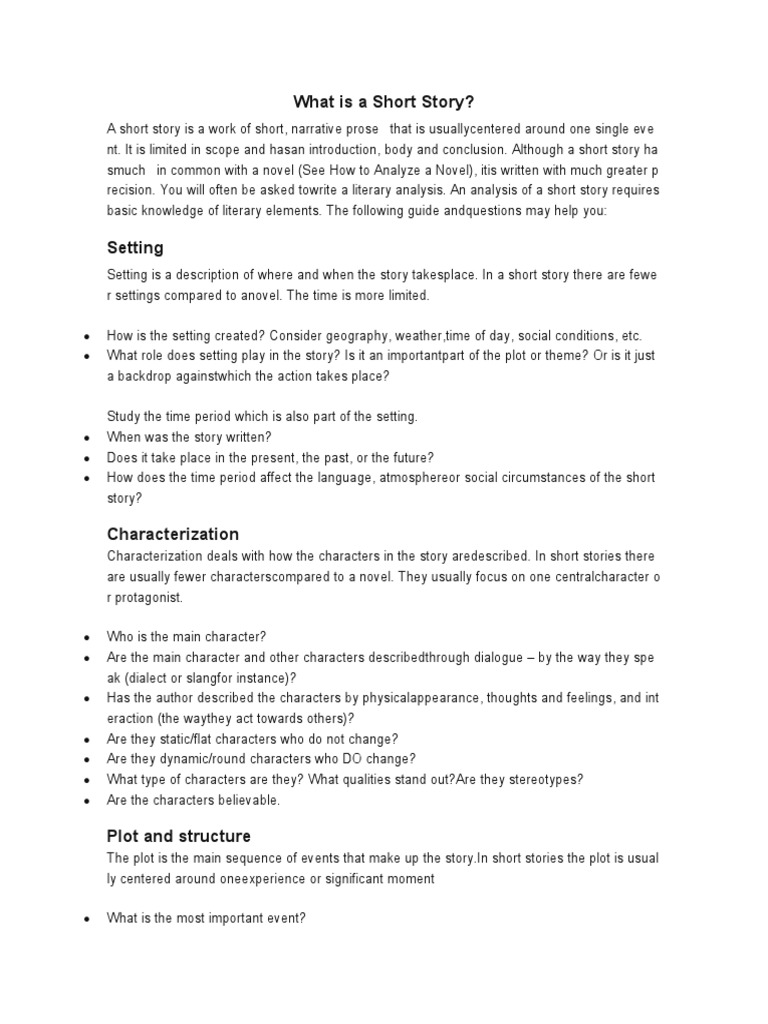 Analyzing Short Stories: A Guide | PDF | Plot (Narrative) | Idea