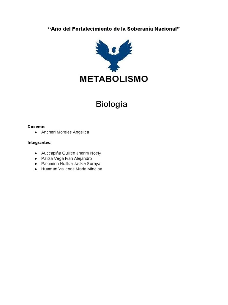 Biologia Grupo 6 Metabolismo | PDF | Digestión | Metabolismo