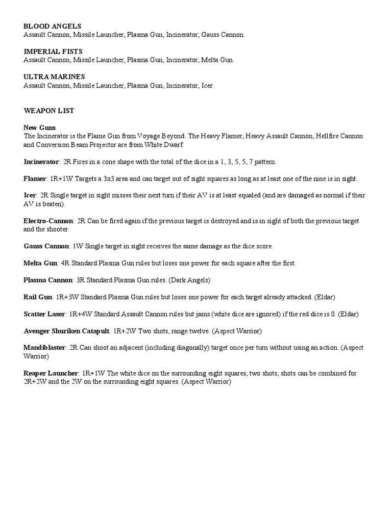 Tabla de Armas | PDF | Gun | Cannon