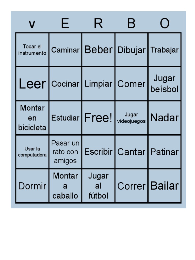 Bingo de Verbos | PDF