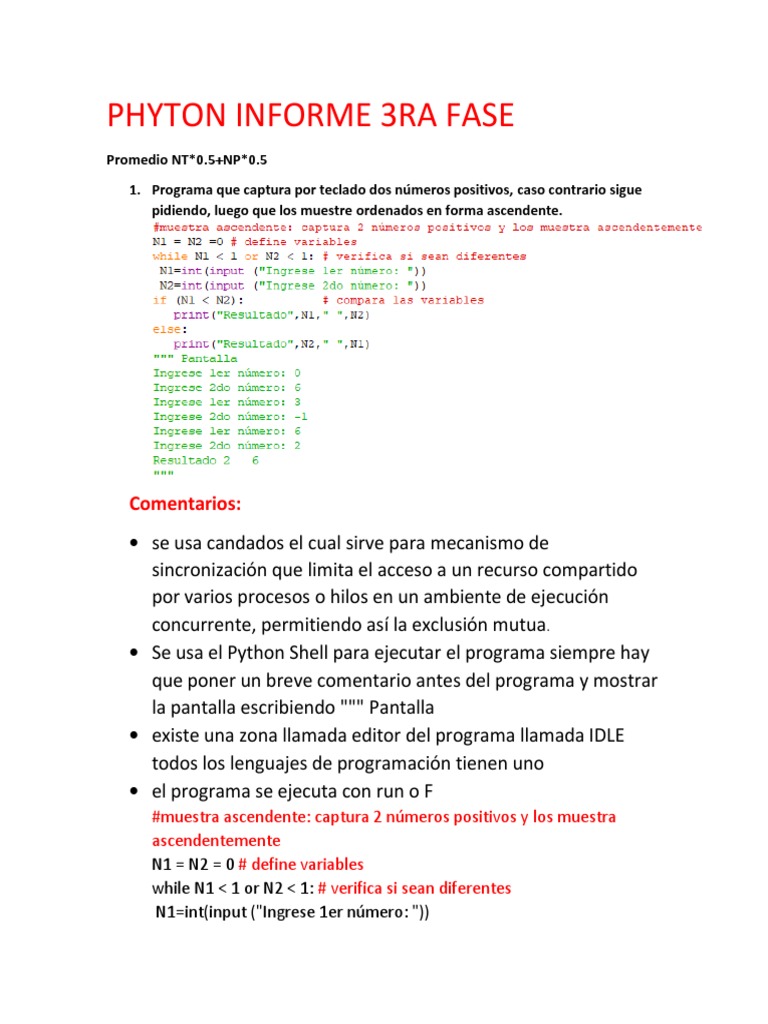 Ejericicios Phyton | PDF