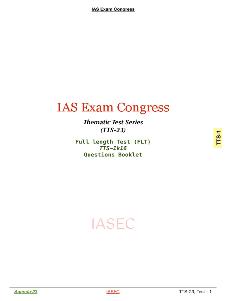 IAS Exam Congress Test Series TTS-1 | PDF