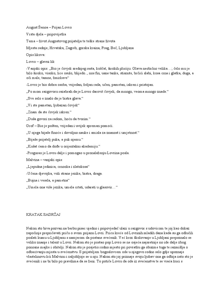 Prijan Lovro Lektira 2022 | PDF