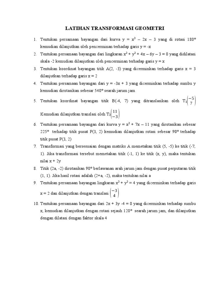 Soal Latihan Transformasi | PDF