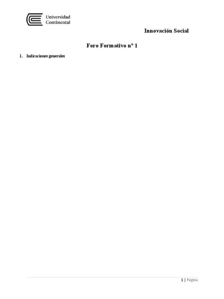 U1 FORO Formativo Innovación Social - VF | PDF | Evaluación | Cognición