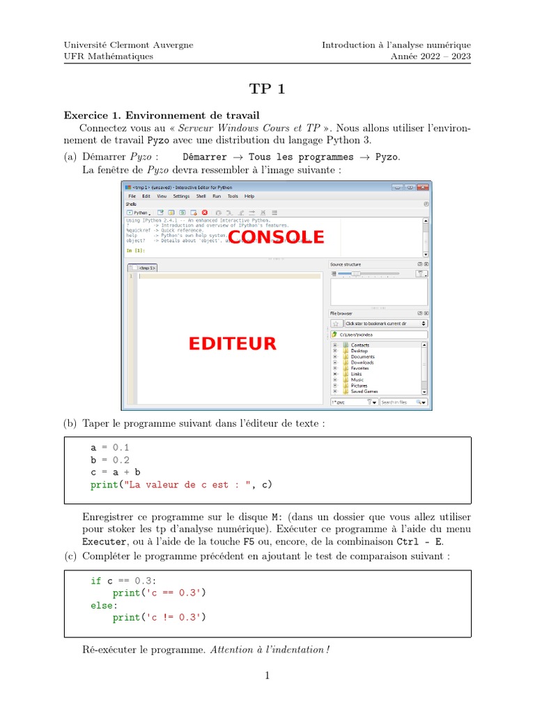 TP 1 | PDF | Python (Langage de programmation) | Programmation informatique