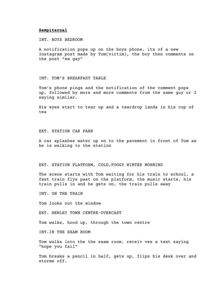 Script For Sempiternal Final | PDF | Mystery, Thriller & Crime Fiction