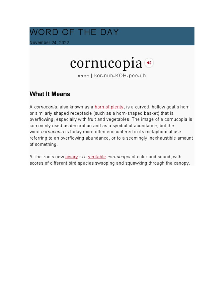 Cornucopia: Word of The Day | PDF | Home & Garden
