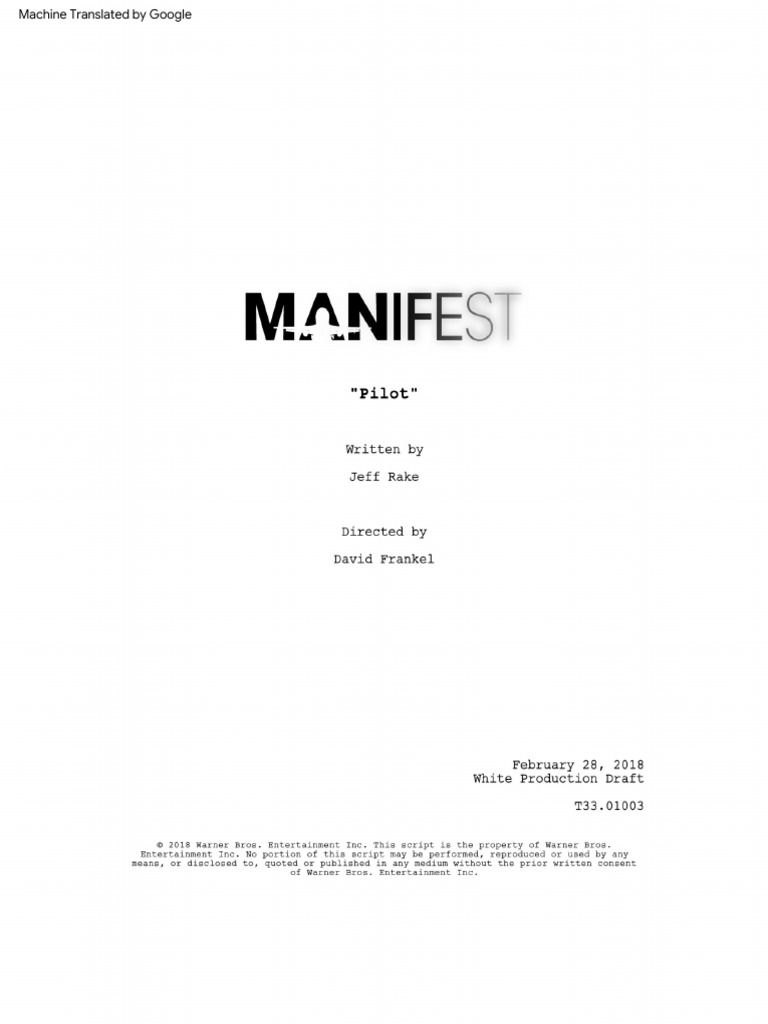 Manifest 1x01 - Pilot | PDF