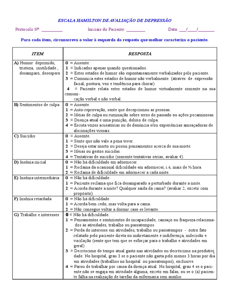 Escala de Depressão | PDF | Depressão | Psicologia