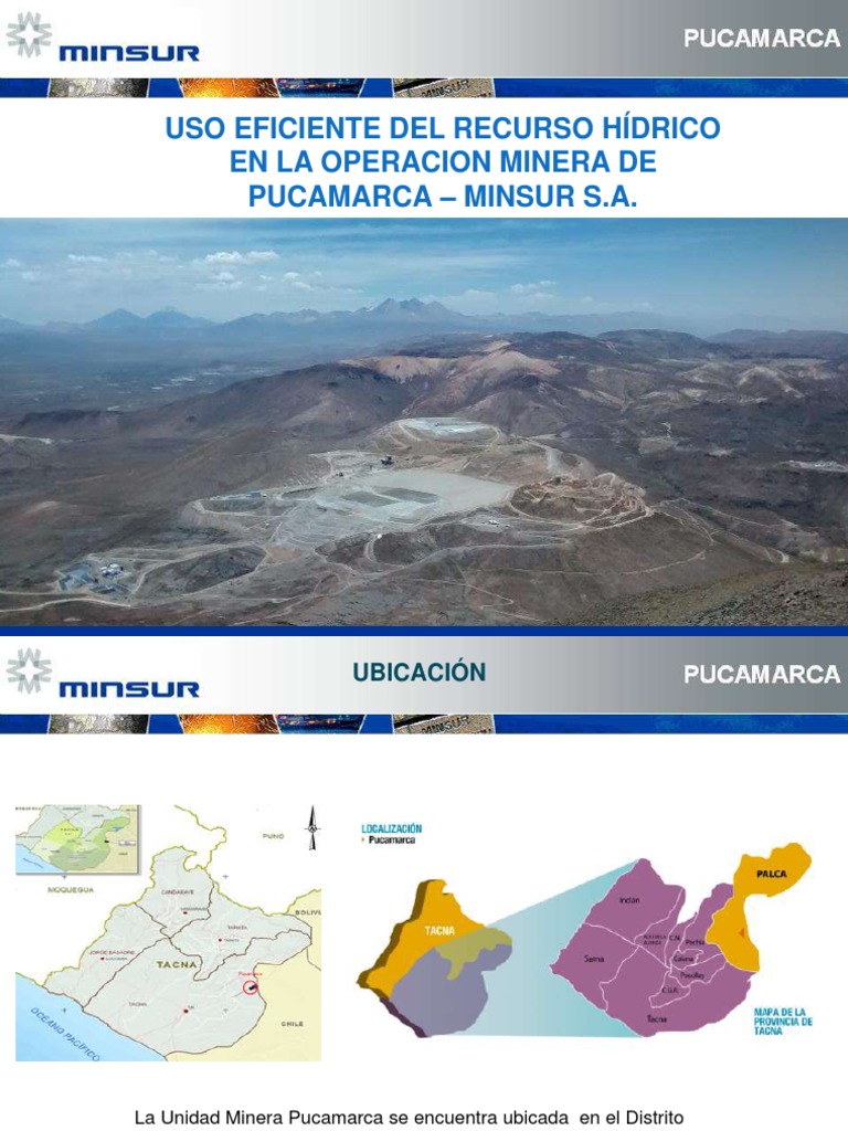 MINSUR Uso Eficiente Del Recurso Hidrico en La Operacion Minera PUCAMARCA | PDF | Minería | Agua