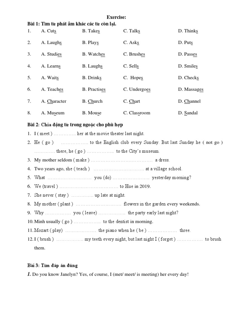 Present - Past Simple Tense Exercise | PDF