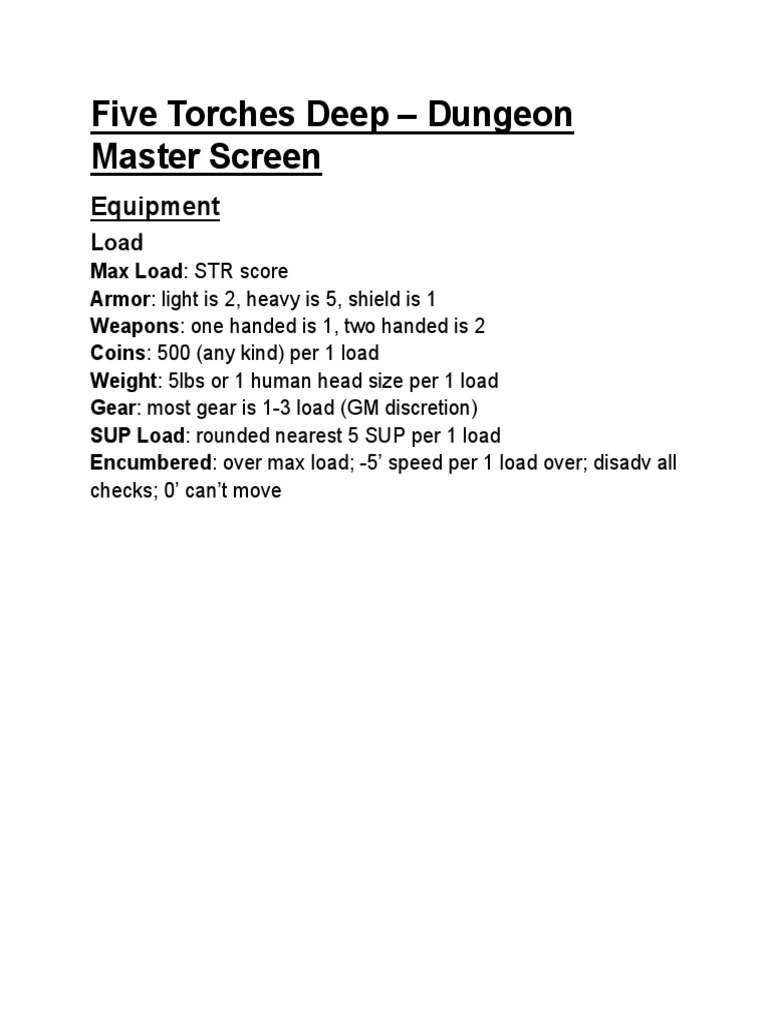 Five Torches Deep: DM Reference Guide | PDF