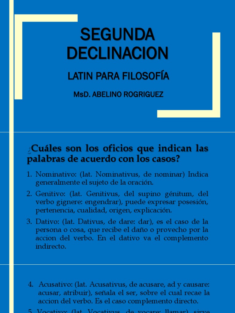 Segunda Declinación en Latín | PDF | Artes del Lenguaje y Comunicación