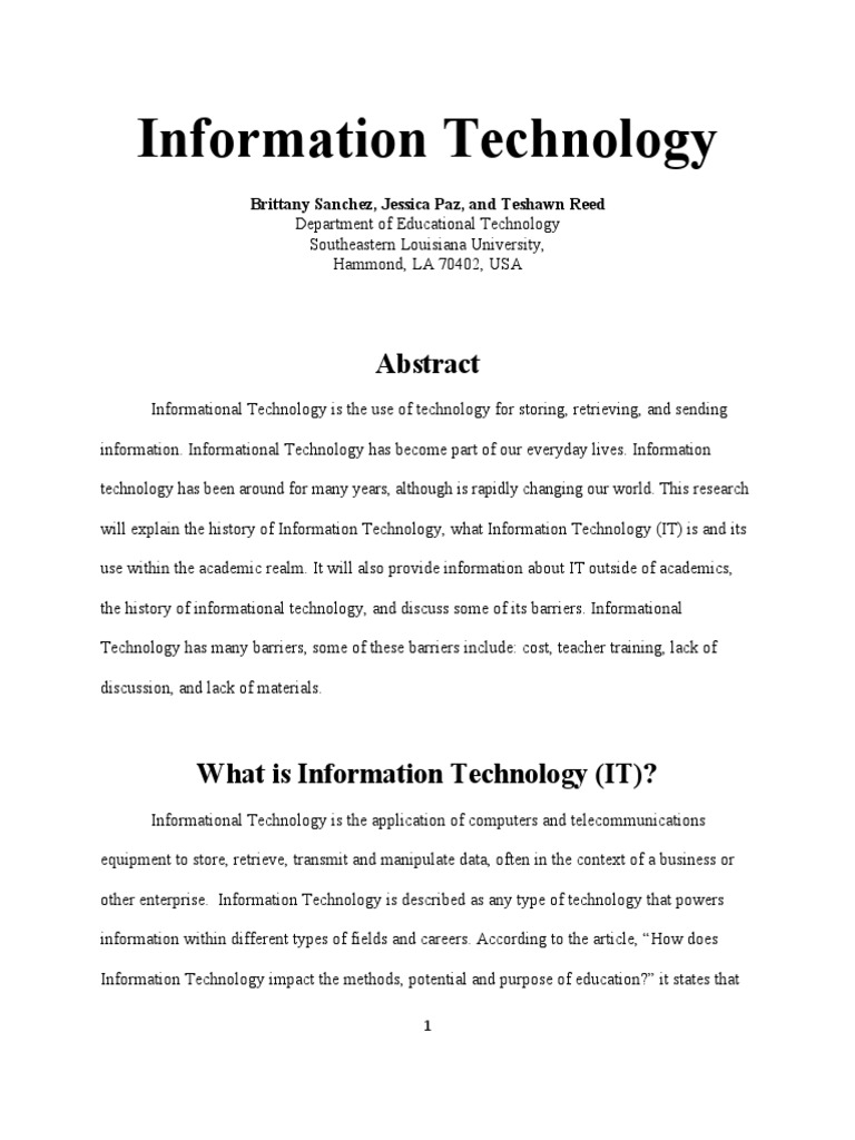 ETEC 646 Information Technology Research Paper | PDF | Information ...