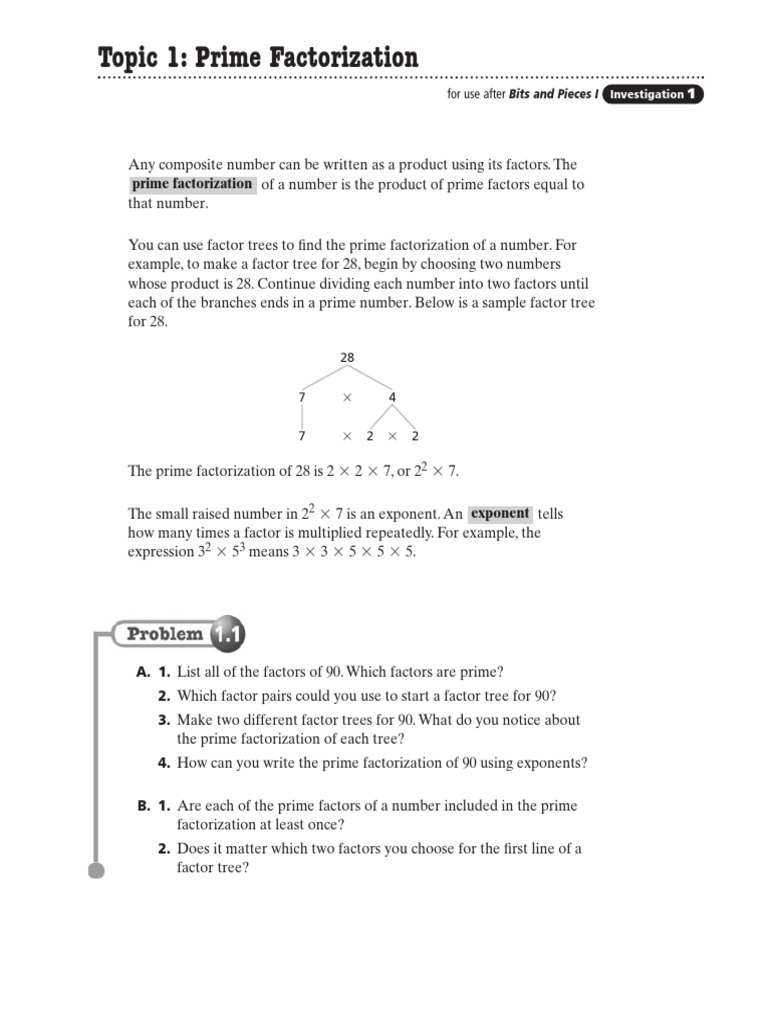 Prime Factorization Guide and Exercises | PDF | Prime Number ...
