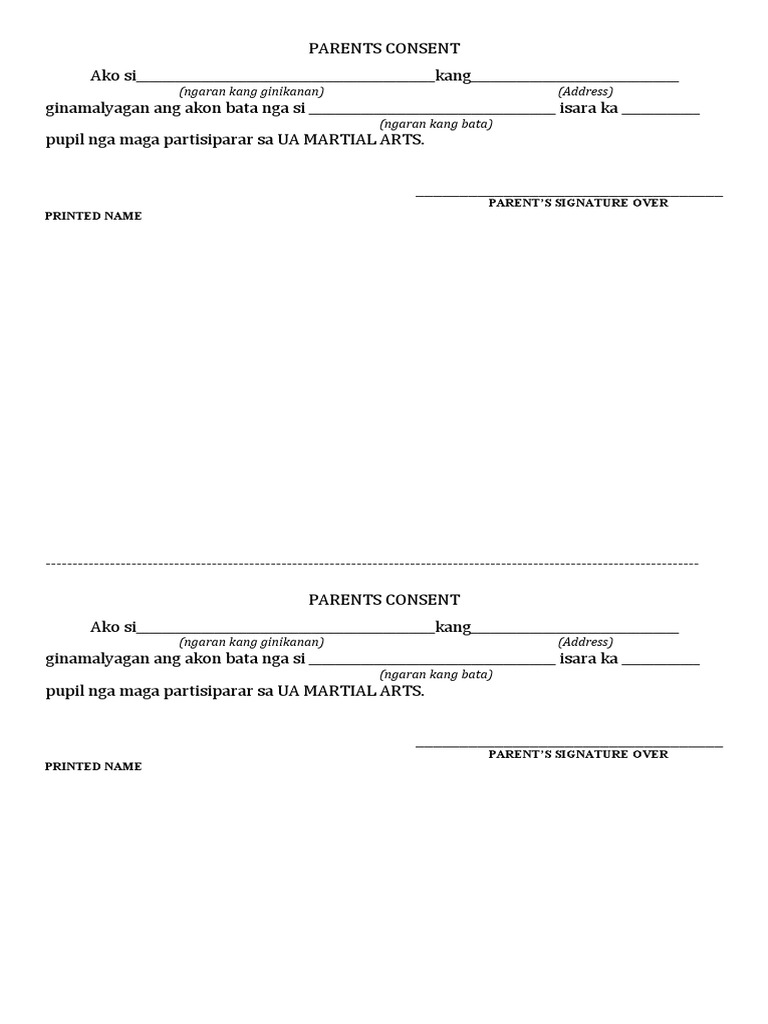 PARENTS PERMIT For Outreach Program | PDF