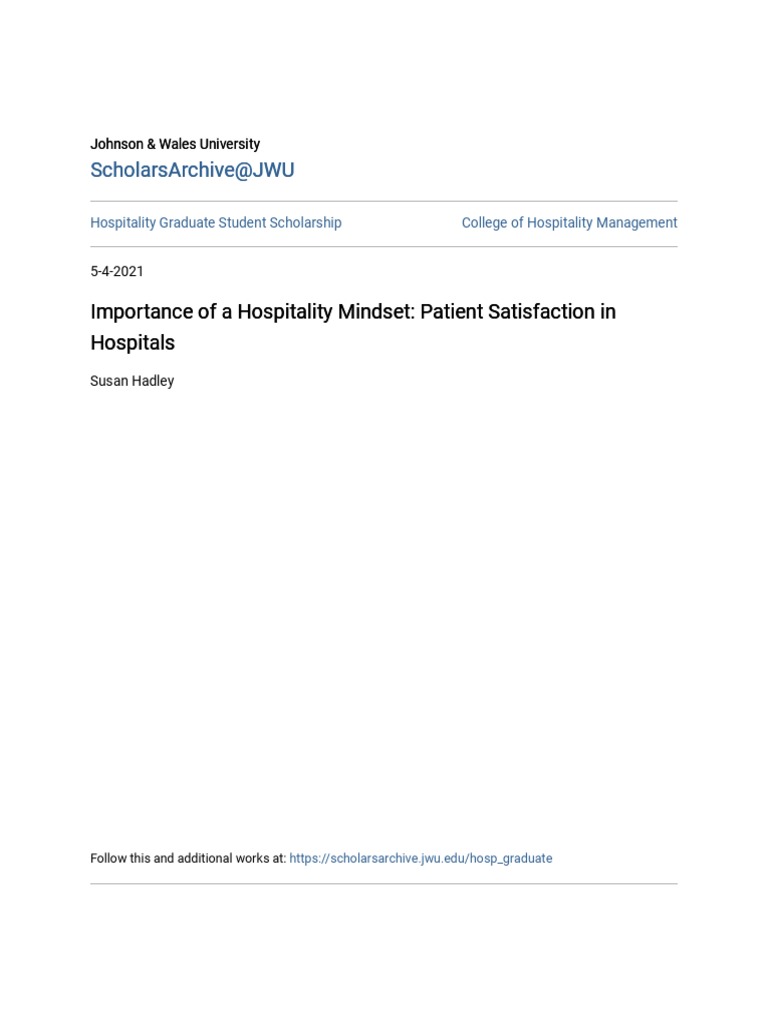 Importance of A Hospitality Mindset - Patient Satisfaction in Hosp | PDF