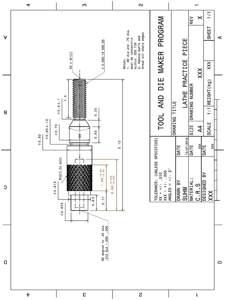 Lathe Practice Piece | PDF