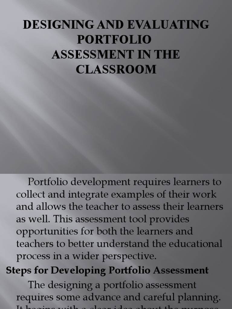 Designing and Evaluating Portfolio | PDF