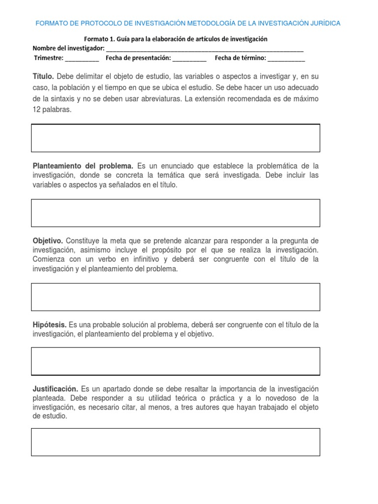 Formato de Protocolo de Investigación | PDF