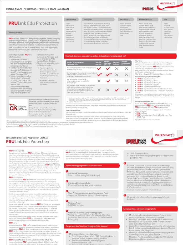 Product Summary PRULink Edu Protection 201229 | PDF