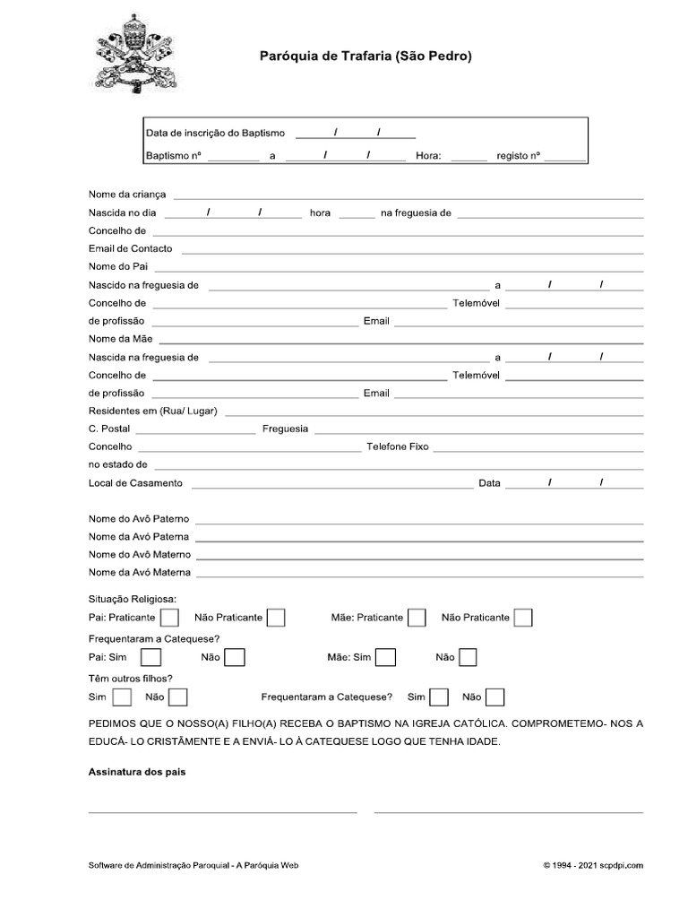 Ficha de Batismo | PDF