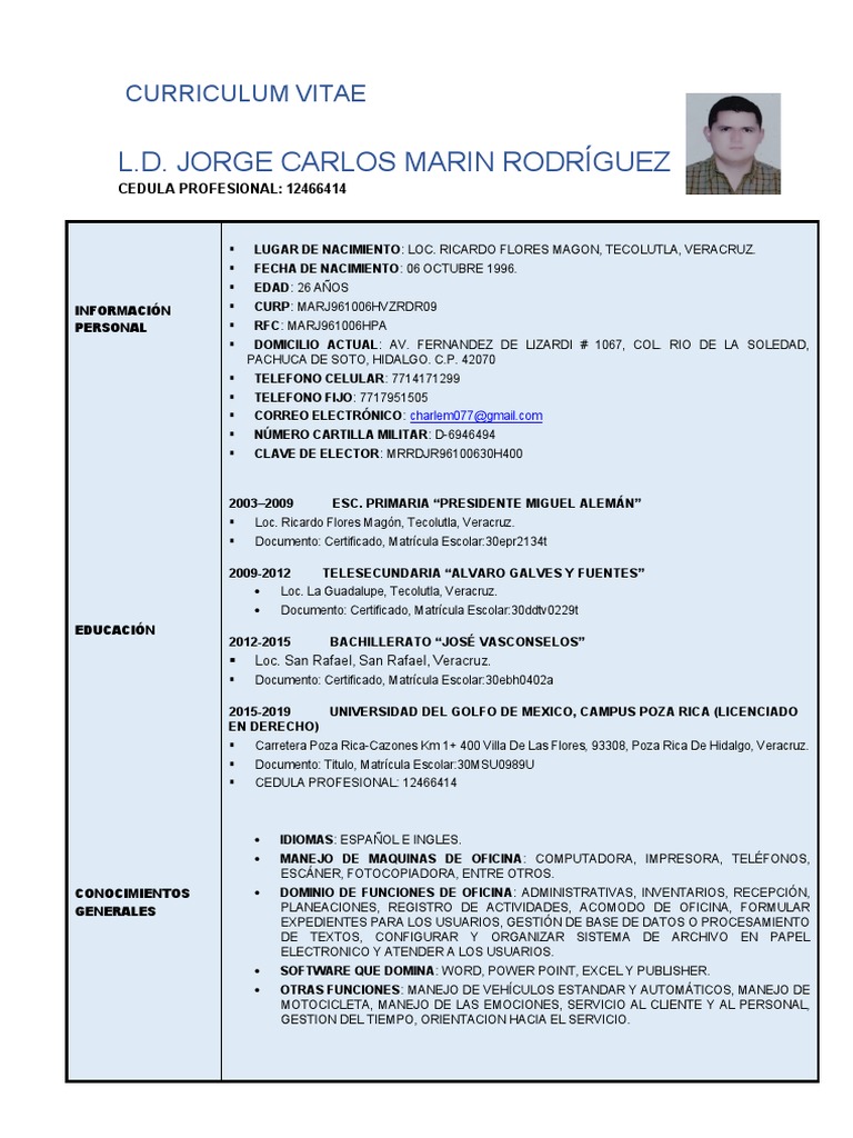 CV de Jorge Carlos Marín Rodríguez | PDF | México