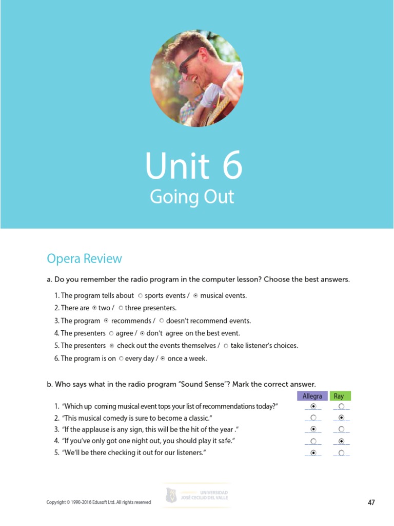 Workbook Unit 6 | PDF | Musical Theatre